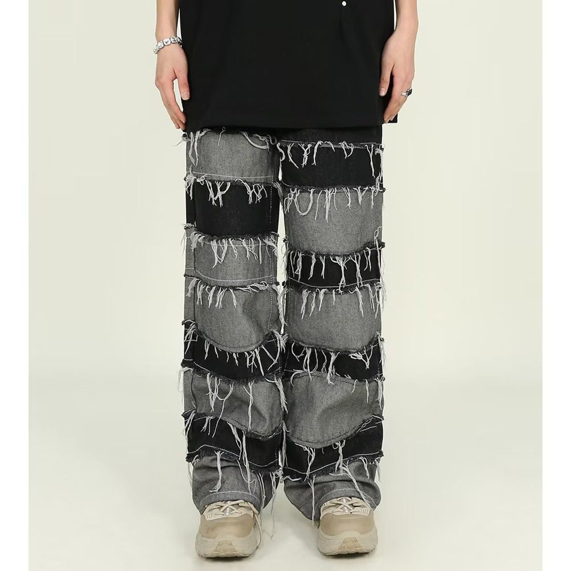 Buy Y2K Ripped Design Baggy Jeans Straight Hip Hop Denim Online in ...