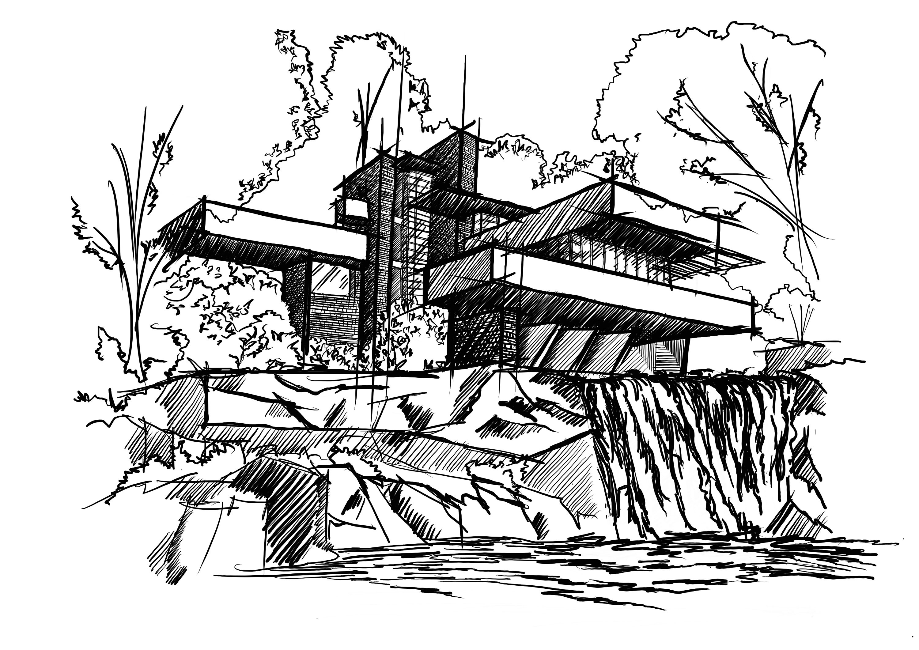 Falling Water Sketch