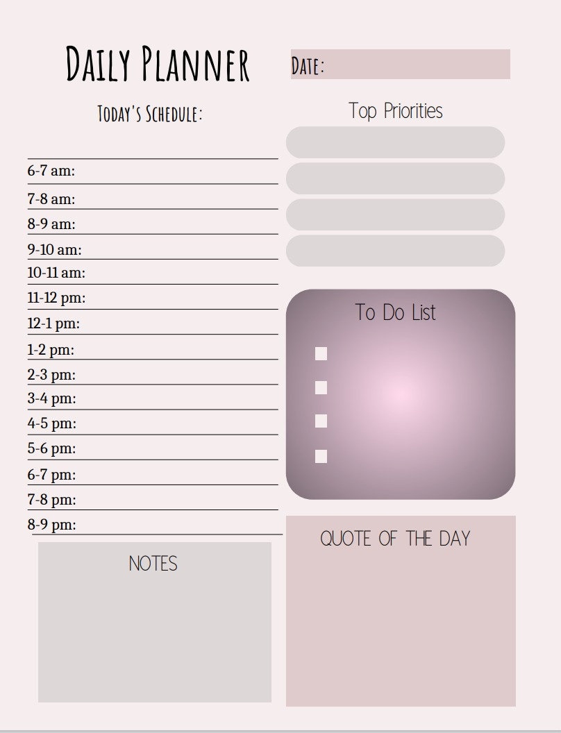 Basic Daily Planner Minimalist Planner - Etsy