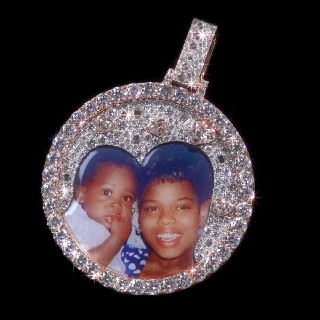 Custom Iced Out Photo Pendant | Heart-shaped Memory Charm ...