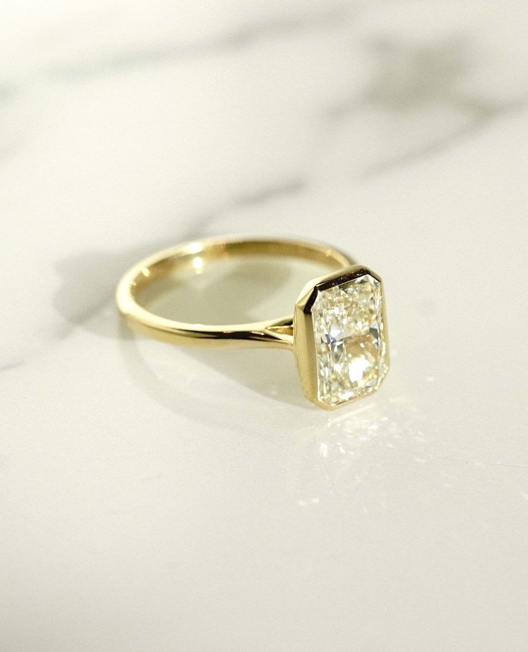 2.00CT Radiant Cut Lab Grown Diamond Engagement Ring, 14K Yellow Gold ...
