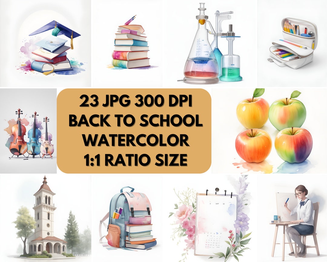 Watercolor School Clipart Collection Perfect for Creative Class ...