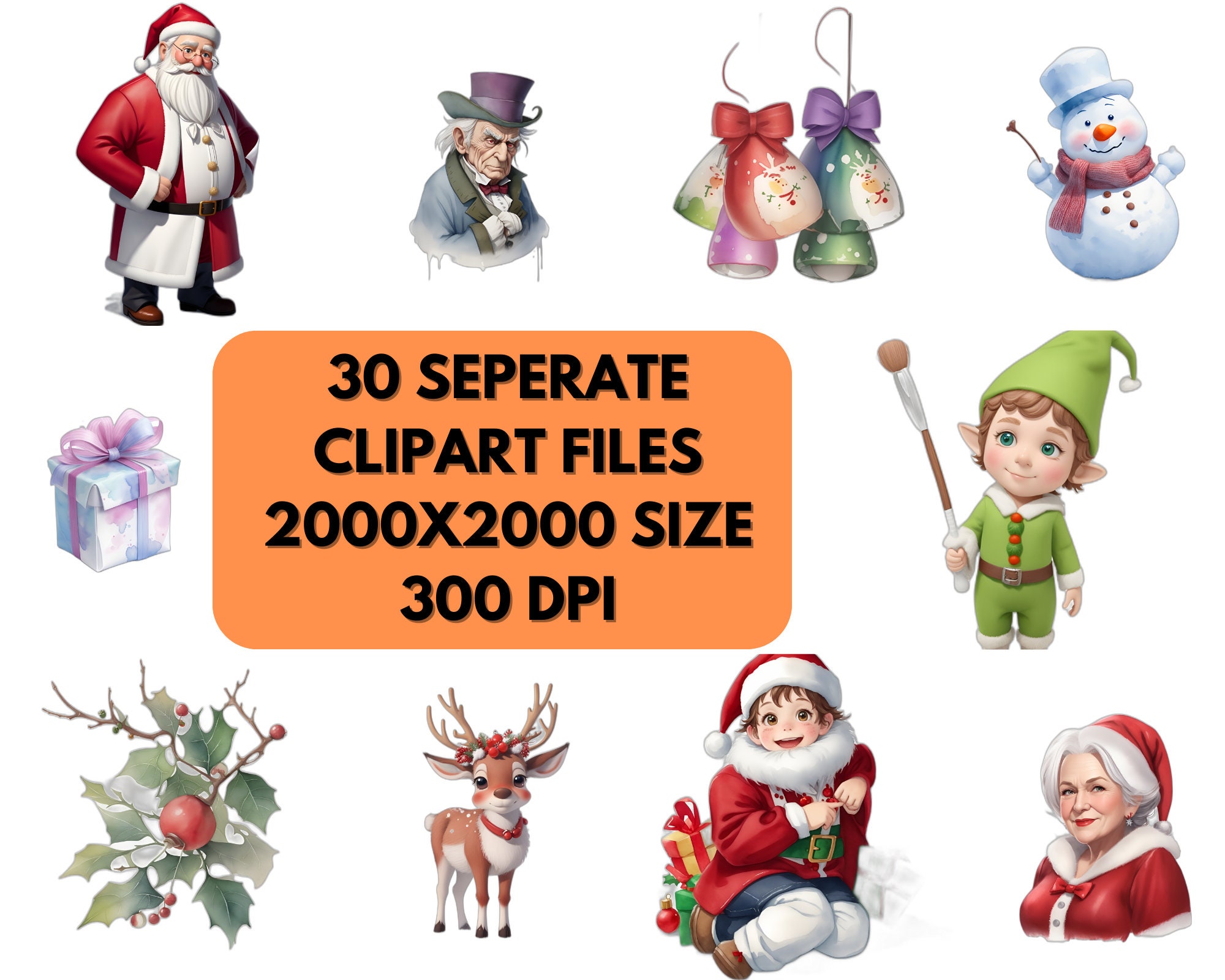 Joyful Christmas Clip Art Collection for Festive Crafts and - Etsy