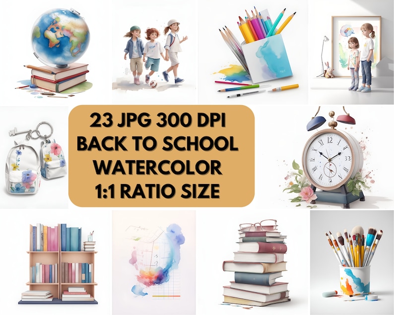 Watercolor School Clipart Collection Perfect for Creative Class ...