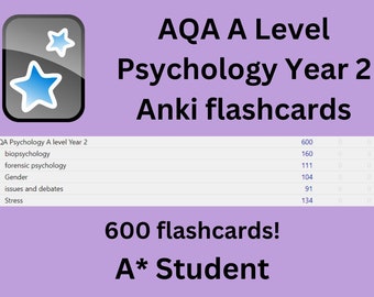 AQA A Level Psychology Anki Flashcards (year 1 Only) - From an A* ...