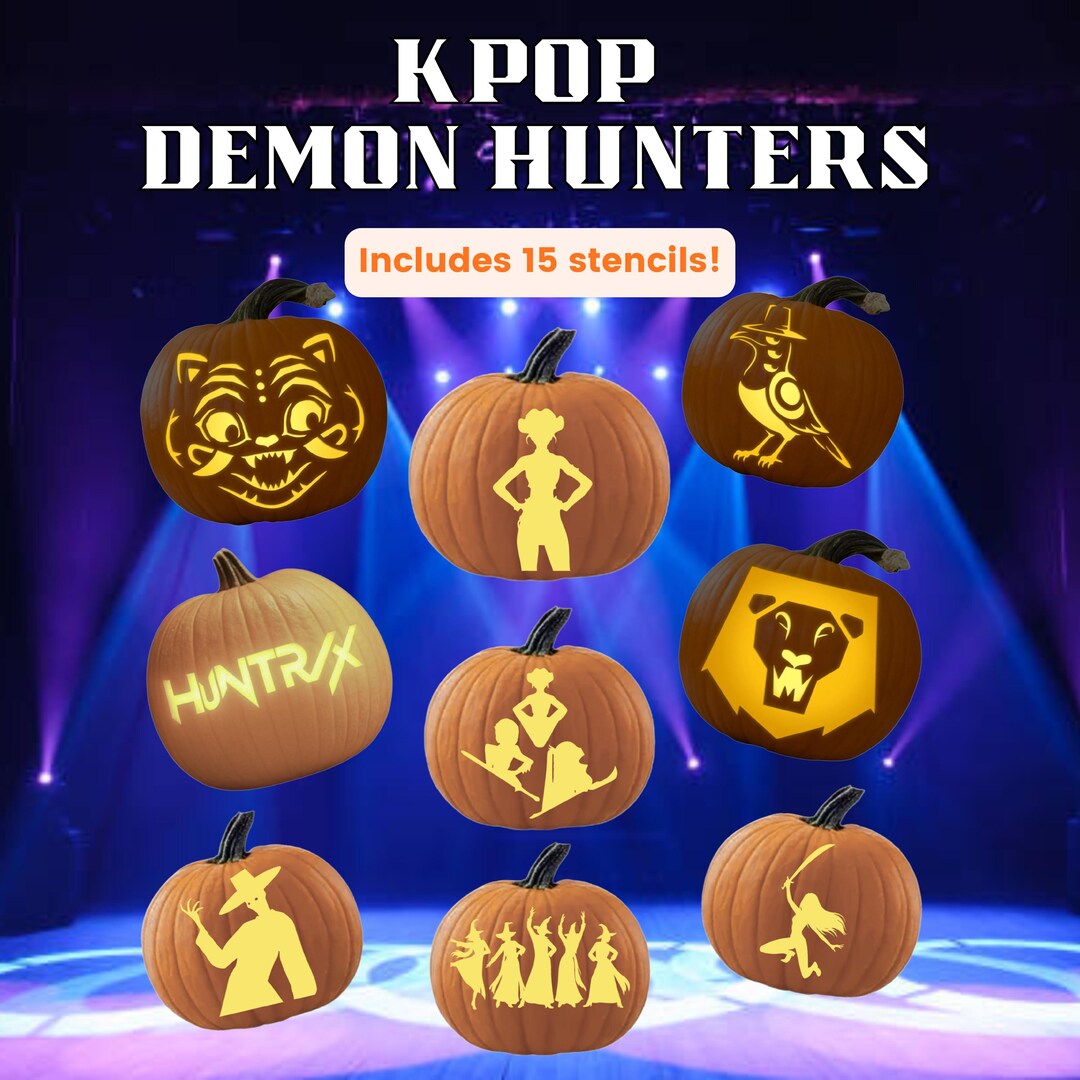 Kpop Demon Hunters Pumpkin Carving Stencils, Halloween Pumpkin Carving ...