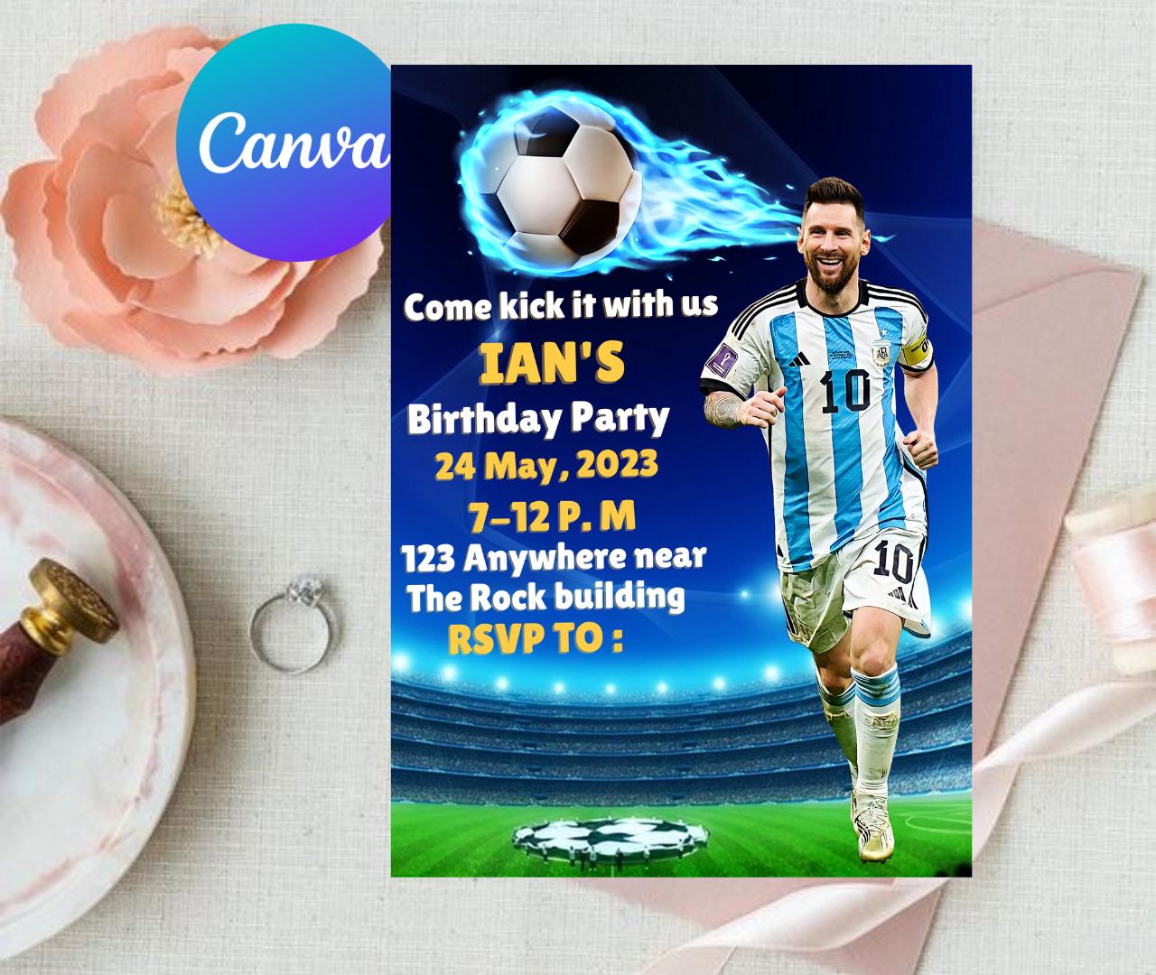 Lionel Messi Birthday Invitation, Messi Invitation, Lionel Messi Invitation, Sports Party ...