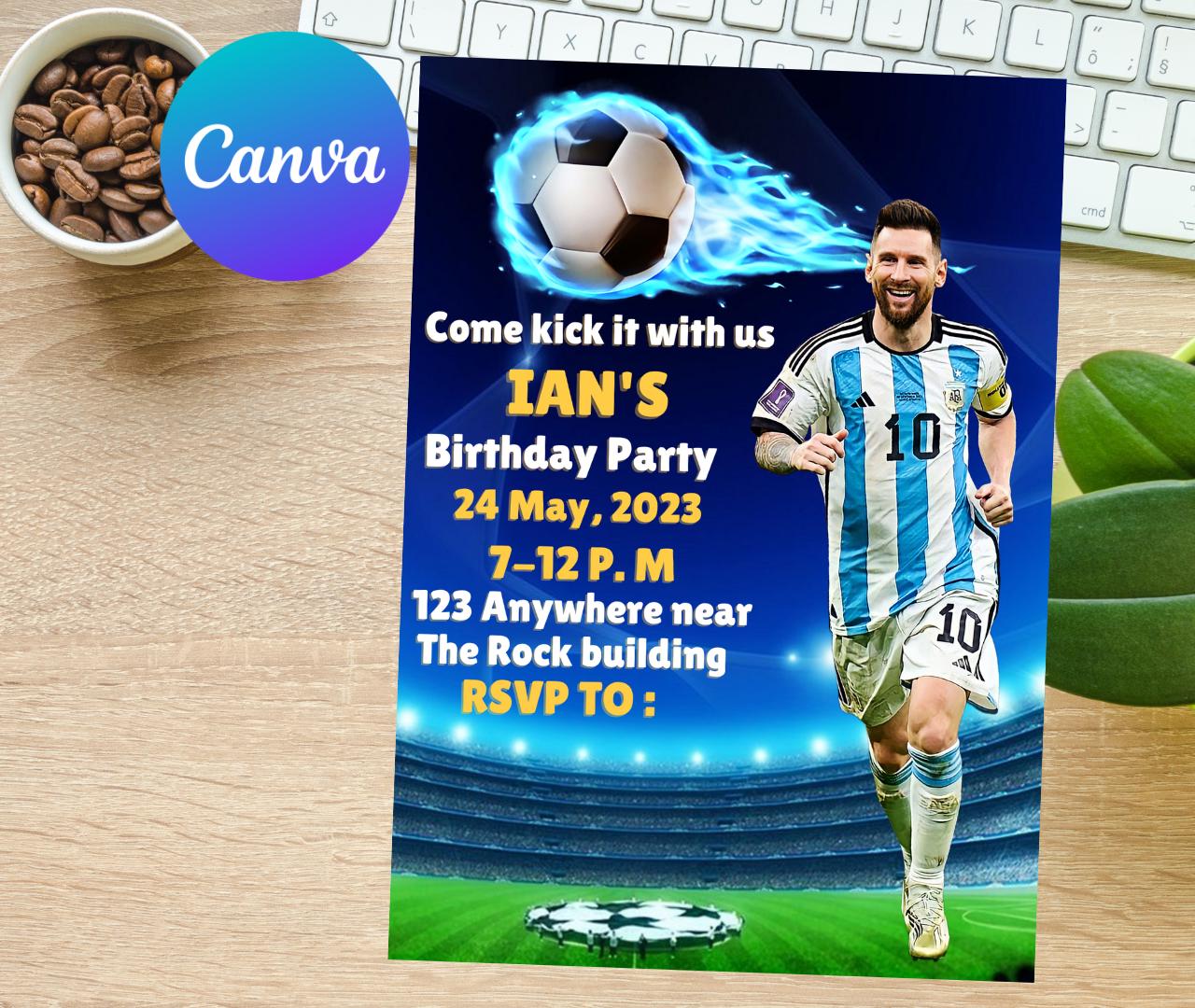 Lionel Messi Birthday Invitation, Messi Invitation, Lionel Messi ...