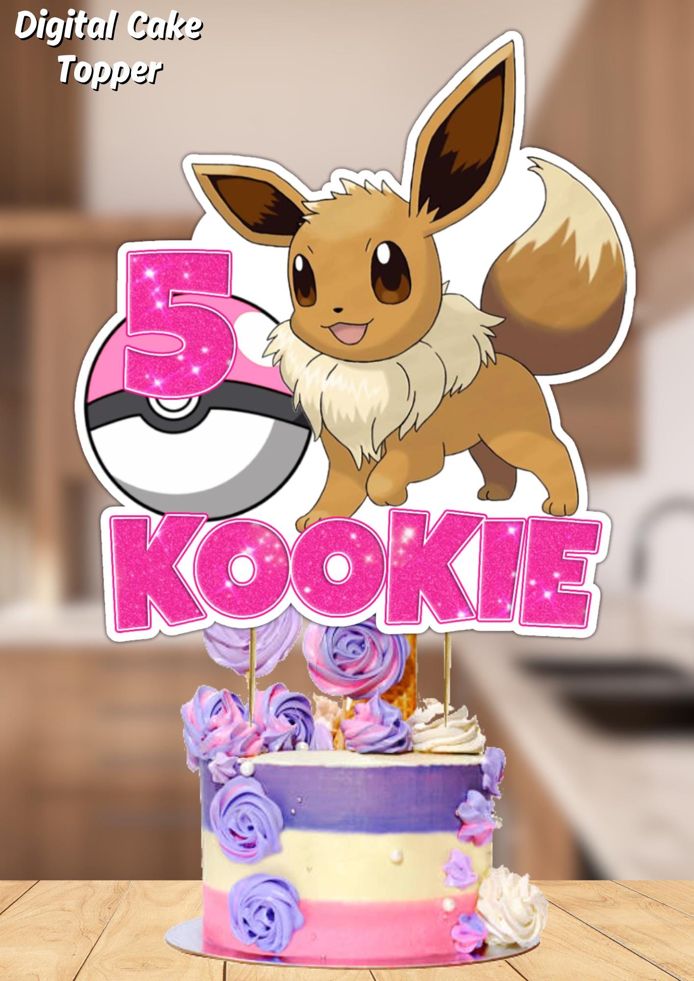 Evee Cake Topper Pokemon Cake Topper Evee Printable Cake Topper Evee ...