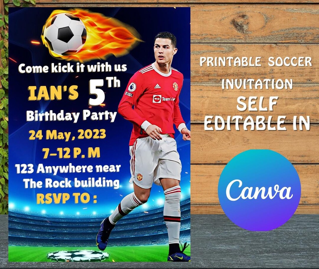 Ronaldo Birthday Invitation,ronaldo Invitation, Cristanio Ronaldo ...