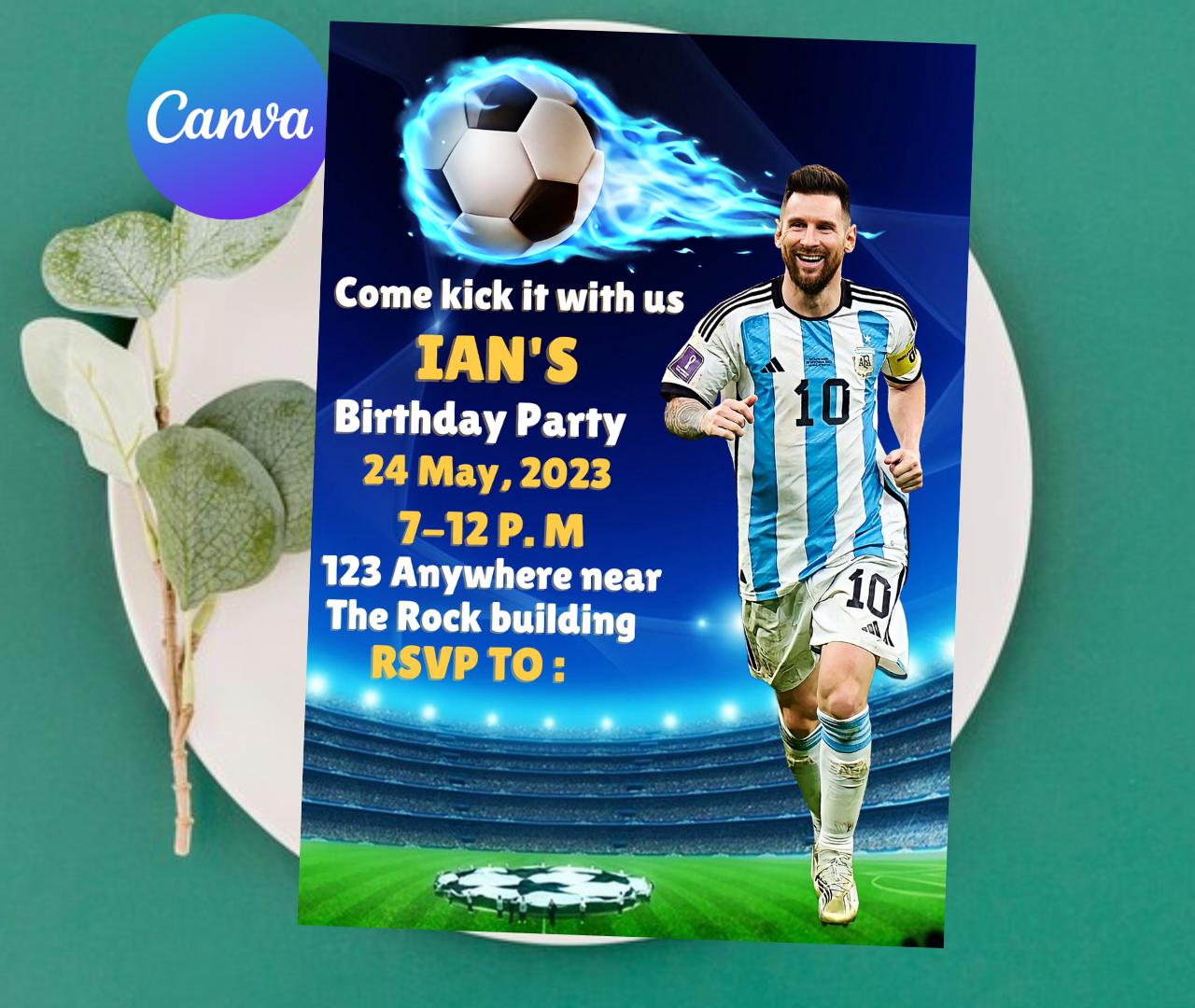 Lionel Messi Birthday Invitation, Messi Invitation, Lionel Messi ...