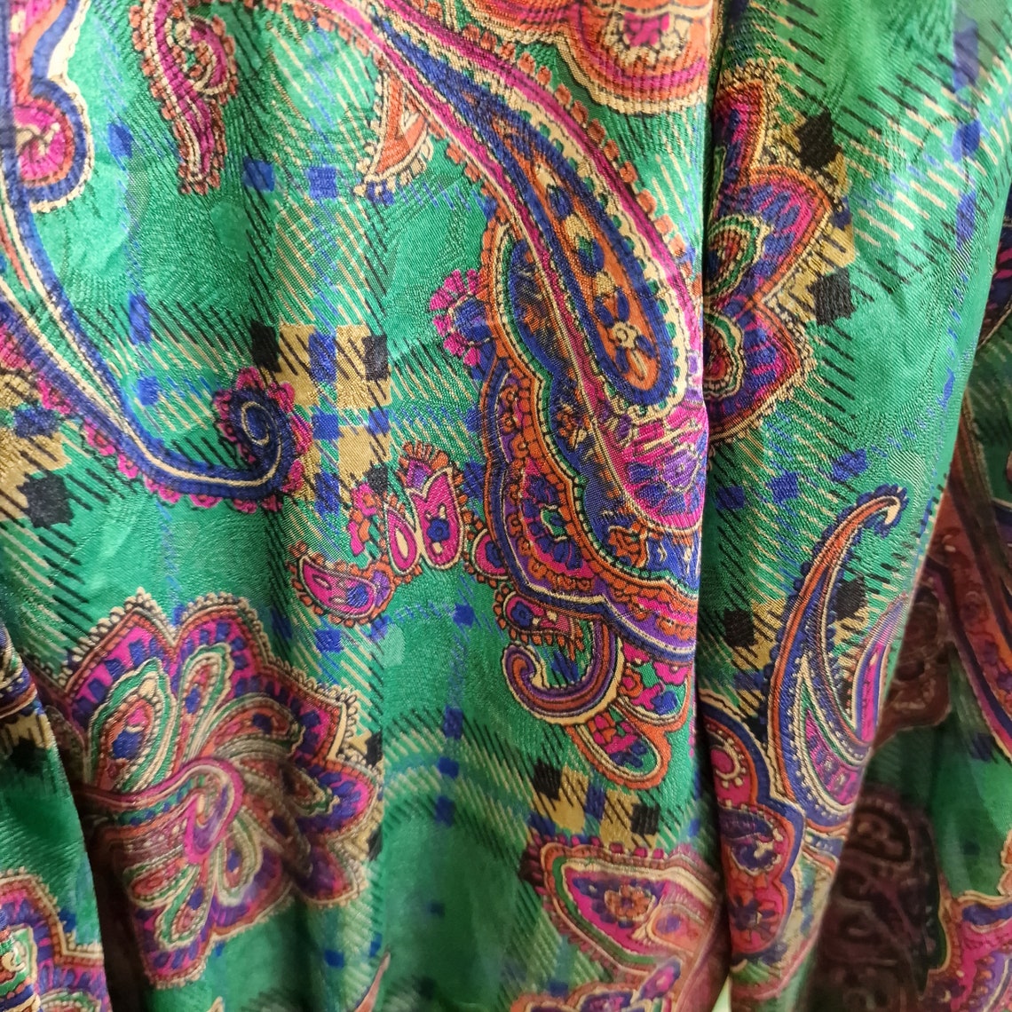 90s Vintage Gay Boyer Green Dress, in a Green Tartan Paisley Print - Etsy