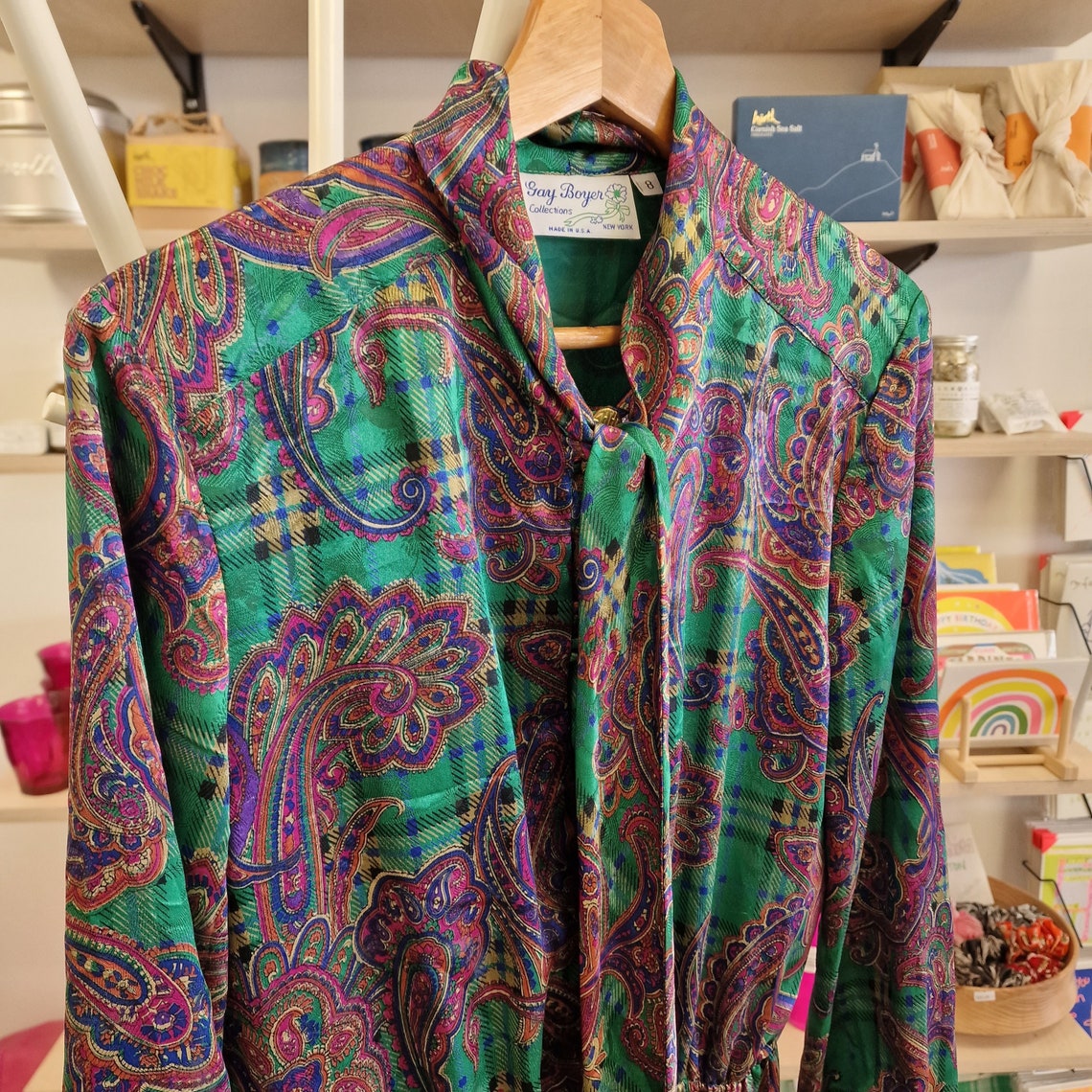 90s Vintage Gay Boyer Green Dress, in a Green Tartan Paisley Print - Etsy