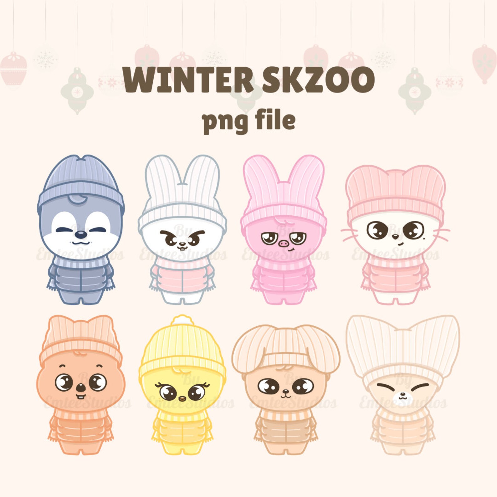 Stray Kids Winter SKZOO Clipart | PNG, Transparent Background | Instant ...