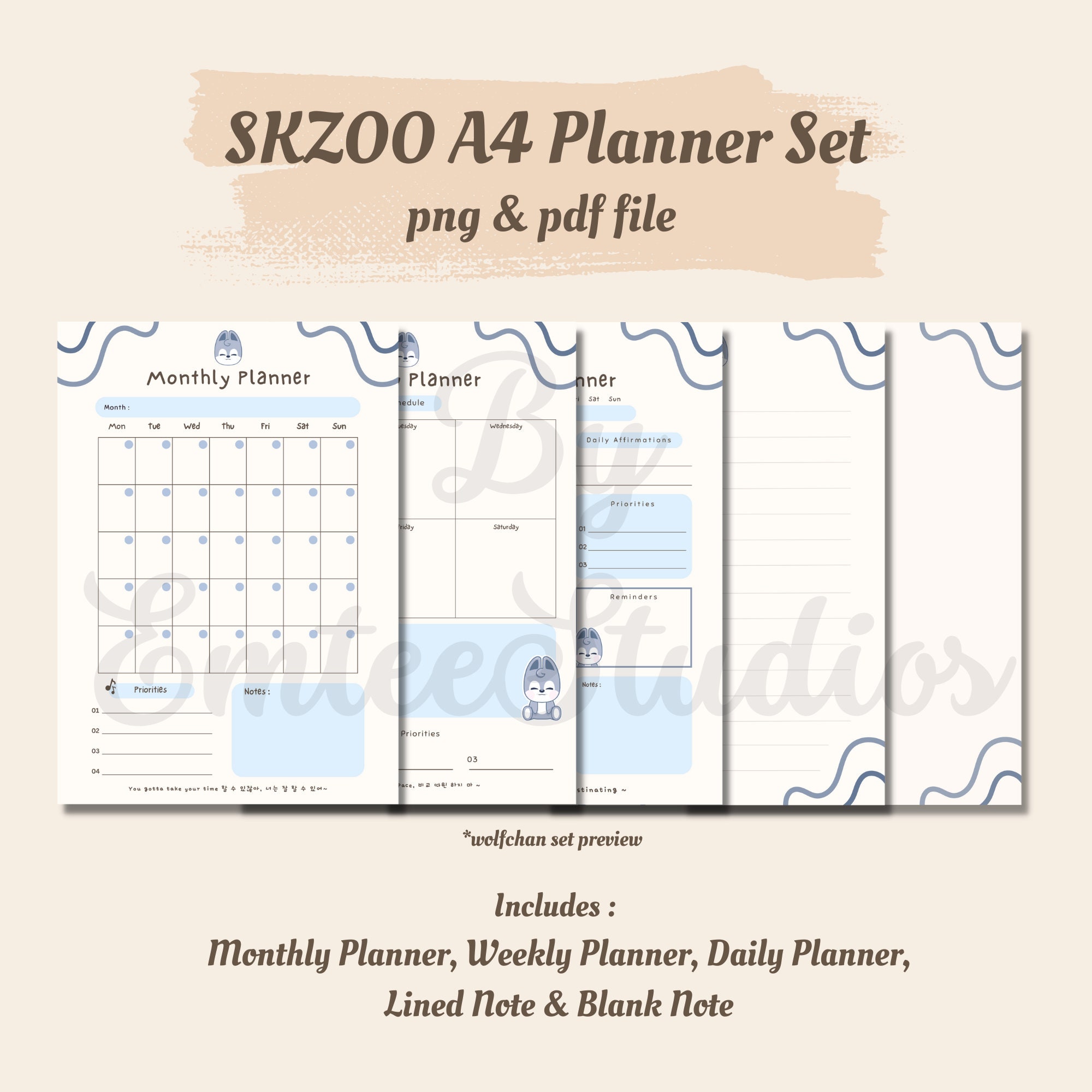 Stray Kids SKZOO A4 Journal/planner Printable Set | PNG, PDF File ...