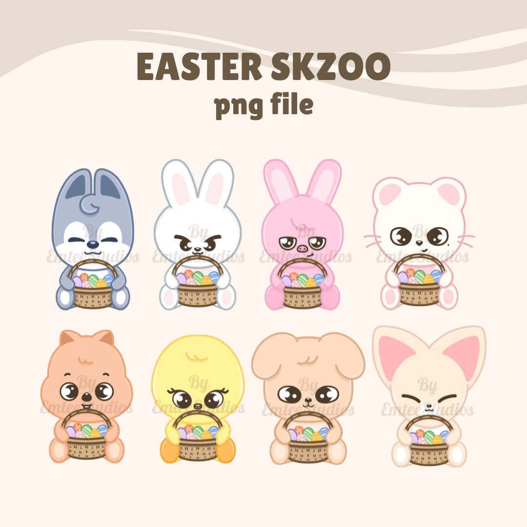 Stray Kids Easter SKZOO Clipart | PNG, Transparent Background | Instant ...