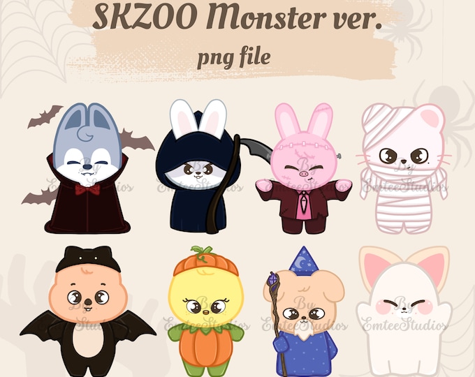 Stray Kids SKZOO Face Clipart | PNG, Transparent Background | Instant ...