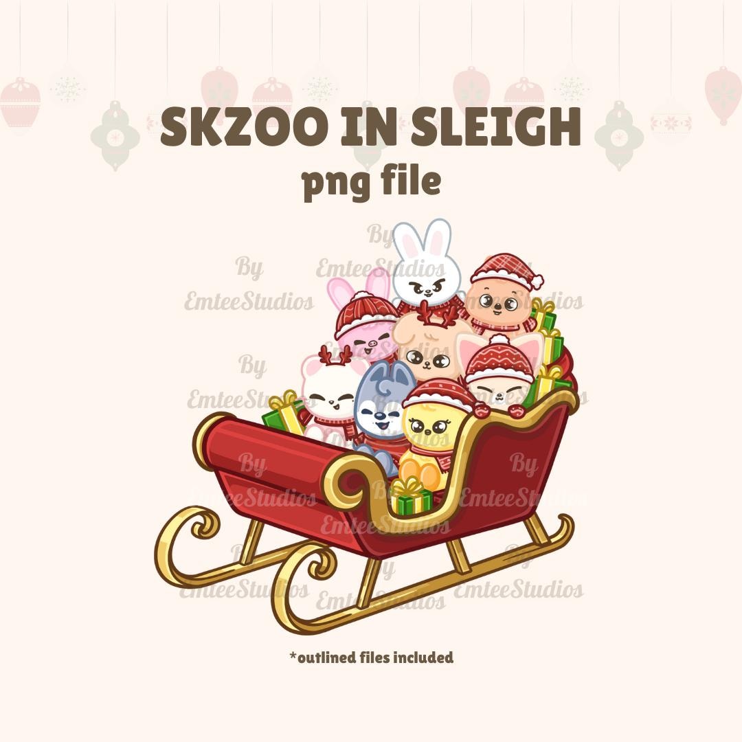 SKZ SKZOO in Sleigh Clipart | PNG, Transparent Background | Instant ...