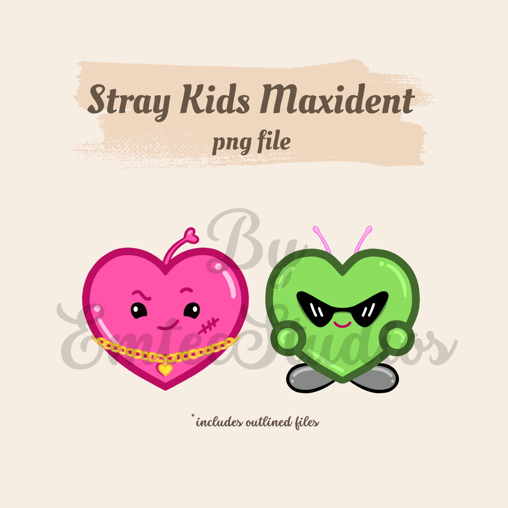 Stray Kids Maxident Heart Tung & Heart Taeng Outlined Clipart | PNG ...