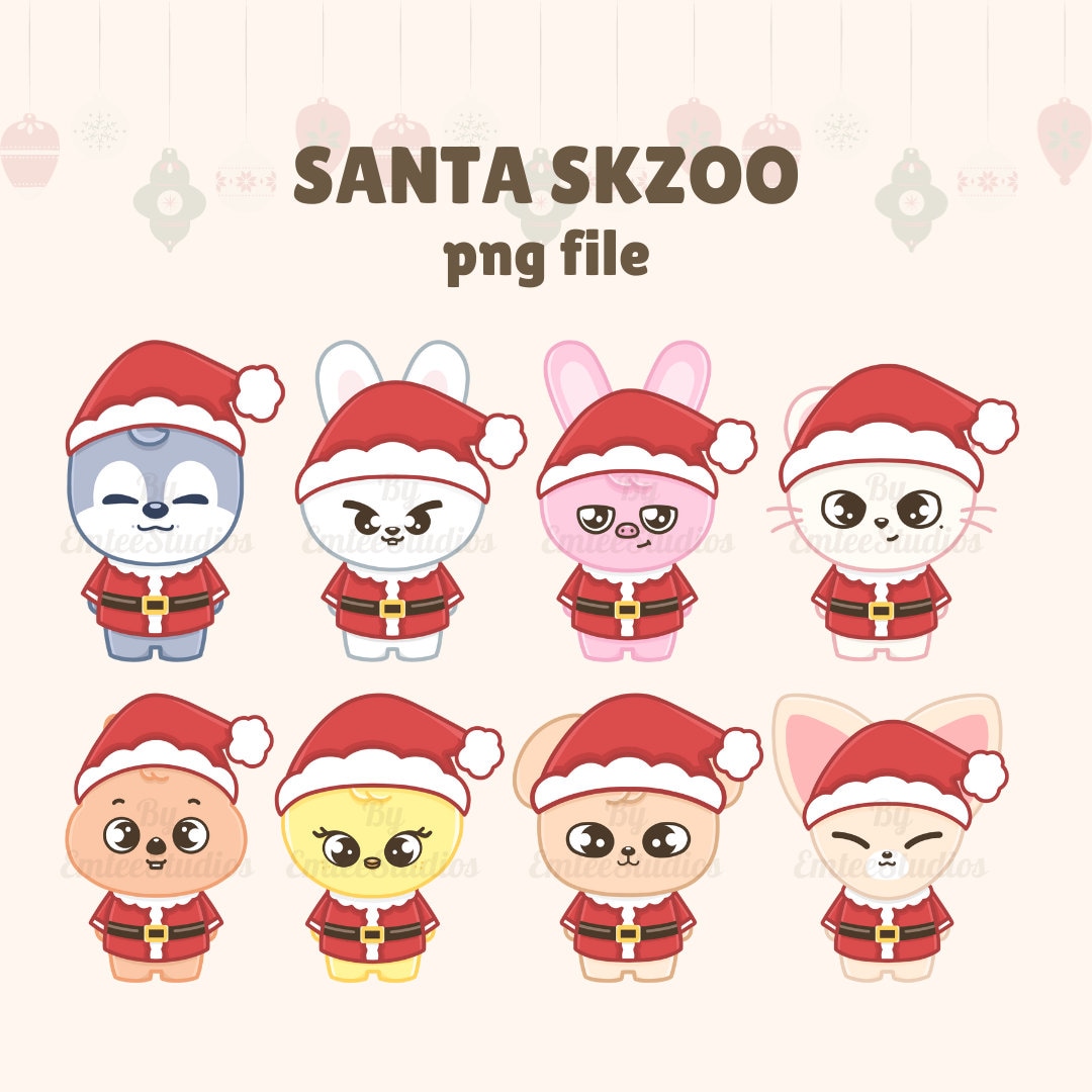 Stray Kids SKZOO Santa Clipart | PNG, Transparent Background | Instant ...