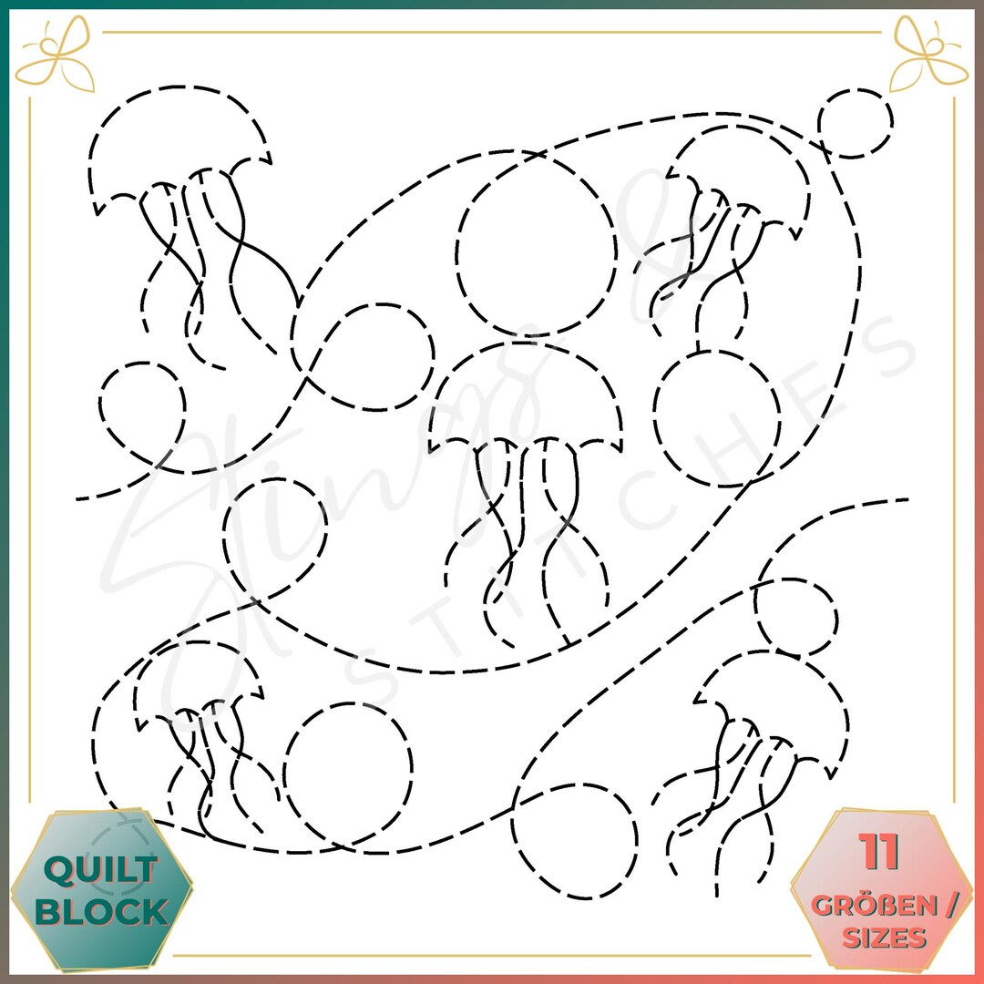 Jellyfish - Quilt Pattern - Embroidery Pattern (digital) - Edge to Edge ...