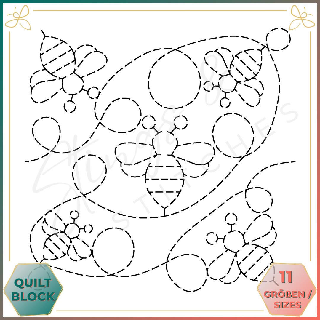 Honey Bee - Quilt Pattern - Embroidery Pattern (digital) - Edge to Edge ...
