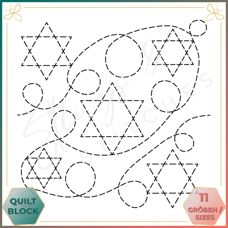 Star of David - Quilt Pattern - Embroidery Pattern (digital) - Edge to ...