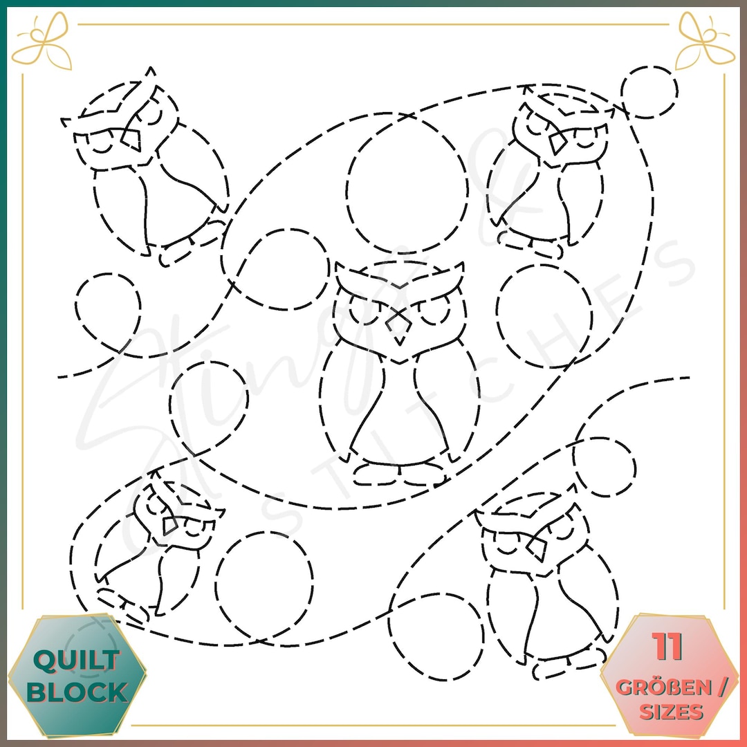 Owl - Quilt Pattern - Embroidery Pattern (digital) - Edge to Edge Quilting - Quilt Pattern for ...