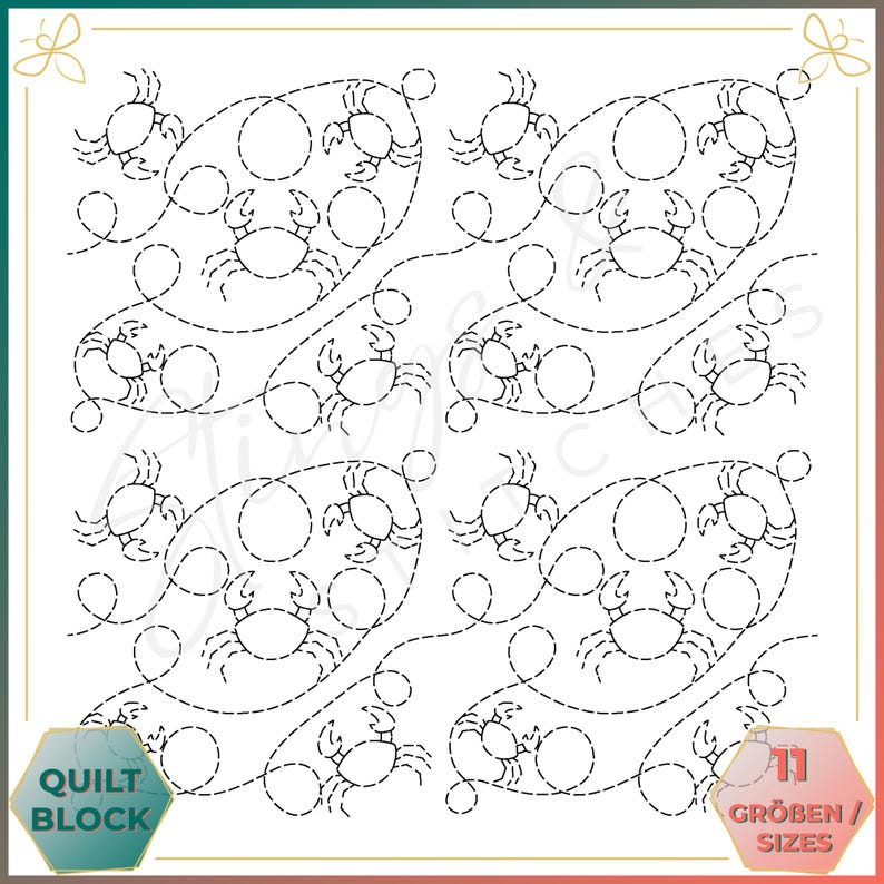 Crab - Quilt Pattern - Embroidery Pattern (digital) - Edge to Edge ...