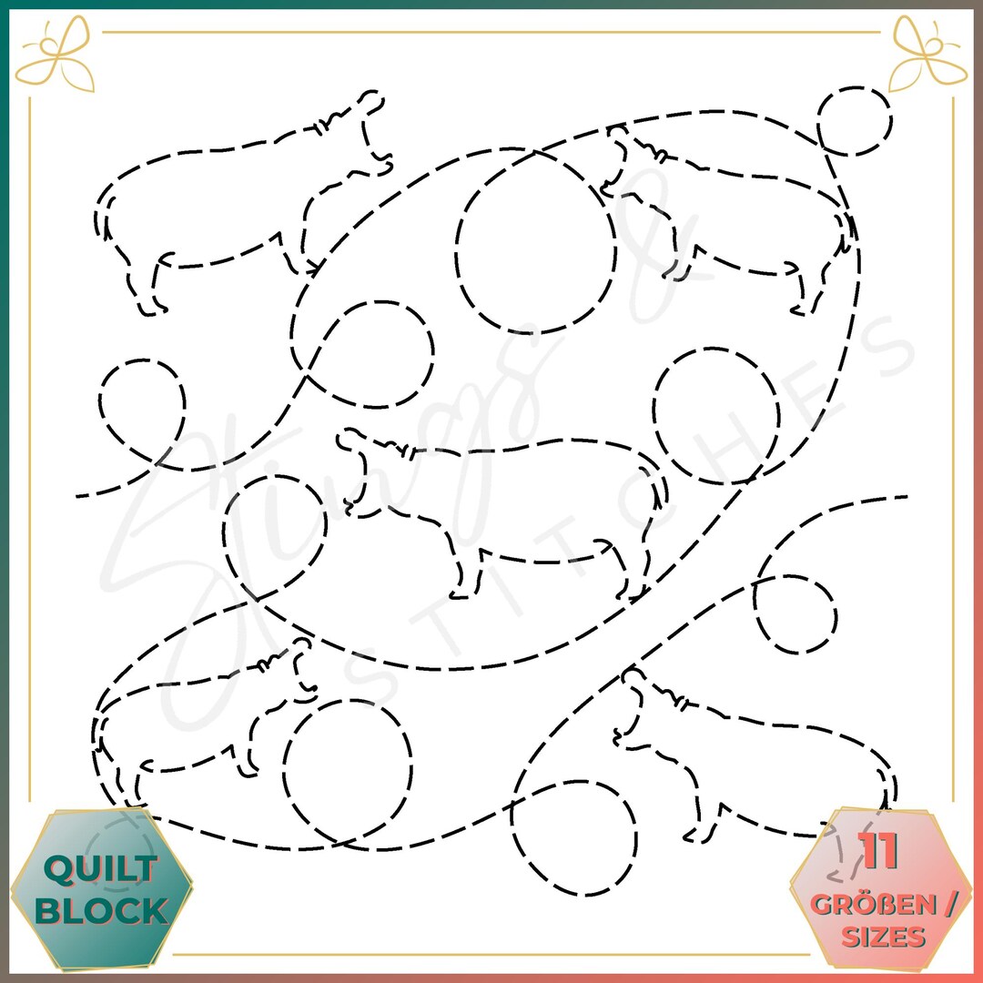 Hippo - Quilt Pattern - Embroidery Pattern (digital) - Edge to Edge Quilting - Quilt Pattern for ...