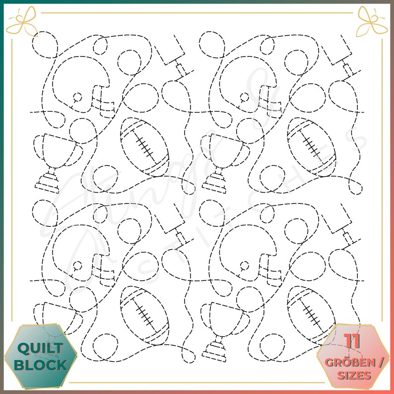 Football - Quilt Pattern (digital) - Edge to Edge Quilting - Longarm ...