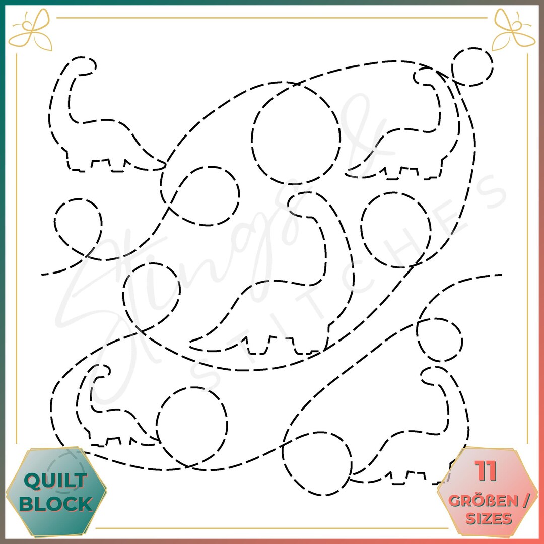 Dinosaur - Brontosaurus - Quilt Pattern - Embroidery Pattern (digital ...
