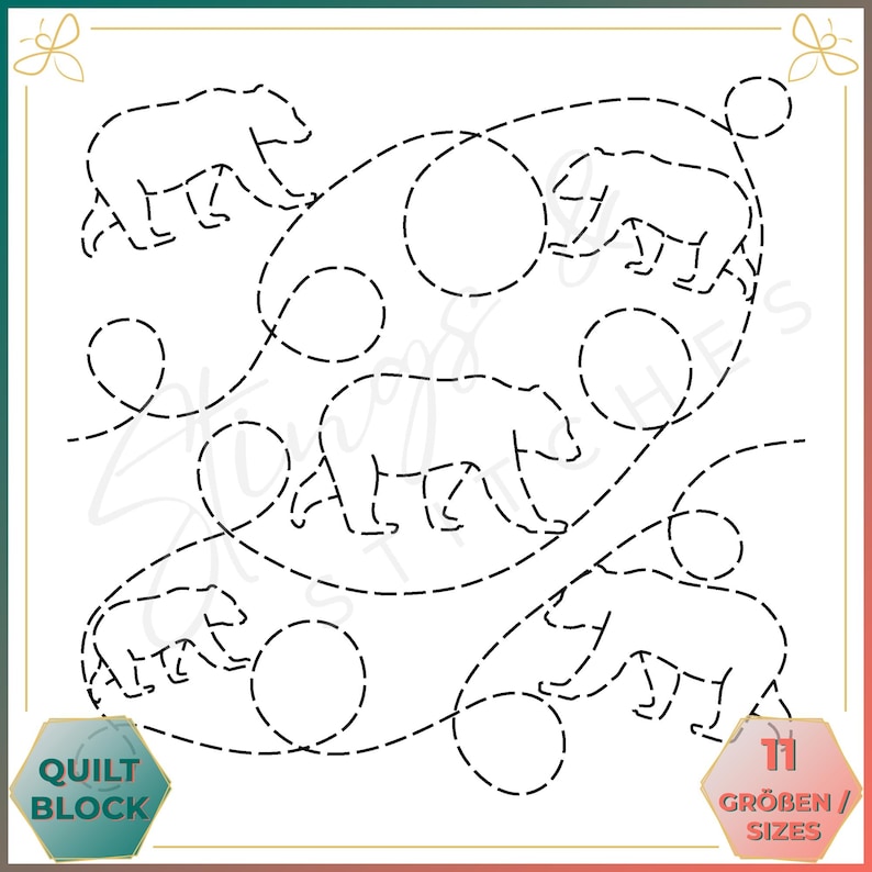 Bear - Quilt Pattern - Embroidery Pattern (digital) - Edge to Edge Quilting - Quilt Pattern for ...