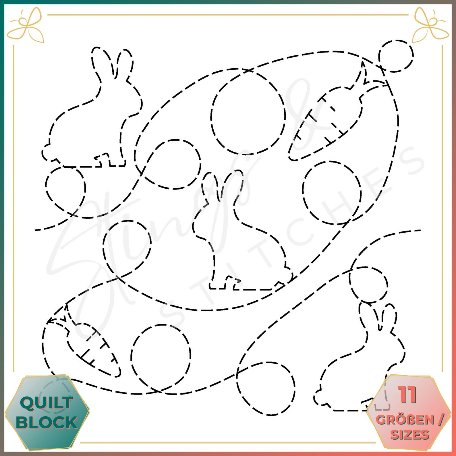 Pet Rabbit - Quilt Pattern - Embroidery Pattern (digital) - Edge to ...
