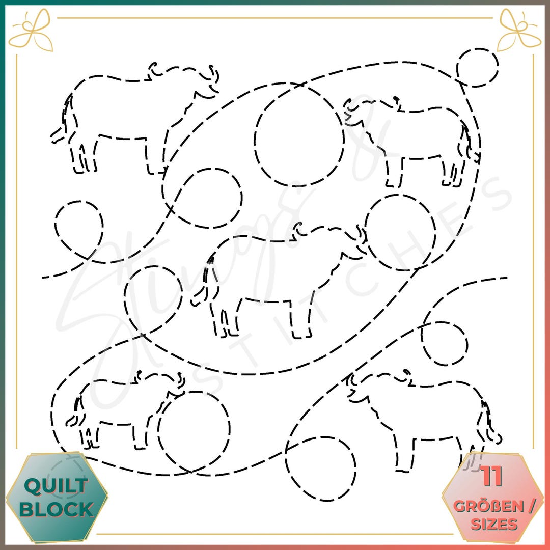 African Buffalo - Quilt Pattern - Embroidery Pattern (digital) - Edge ...