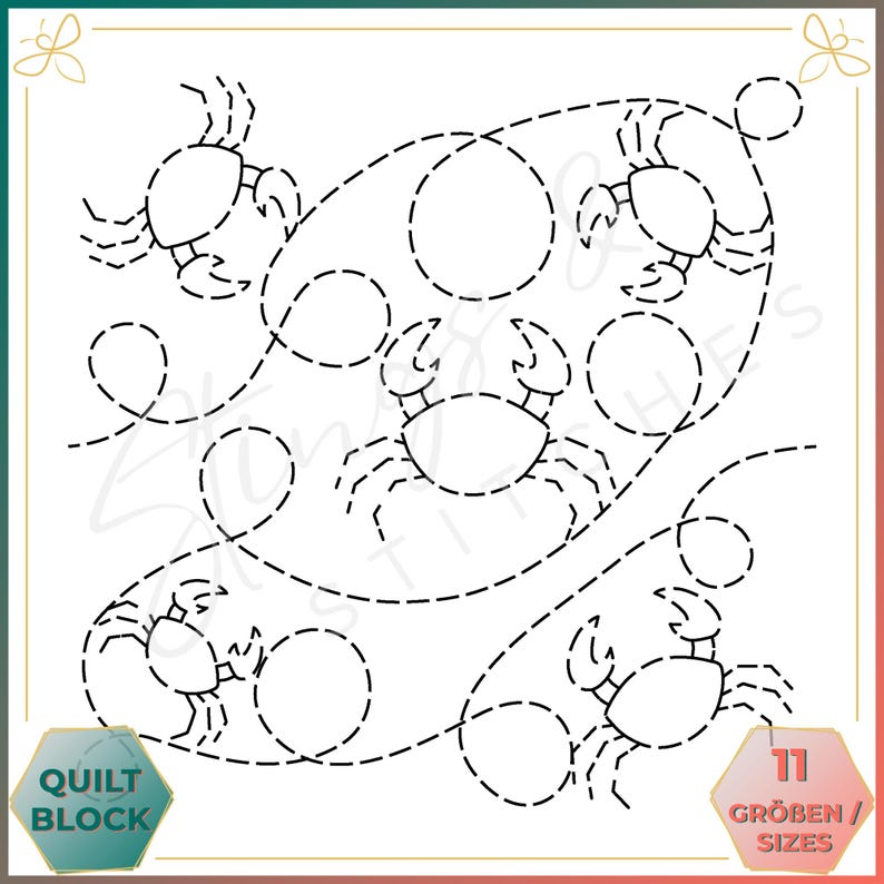 Crab - Quilt Pattern - Embroidery Pattern (digital) - Edge to Edge ...