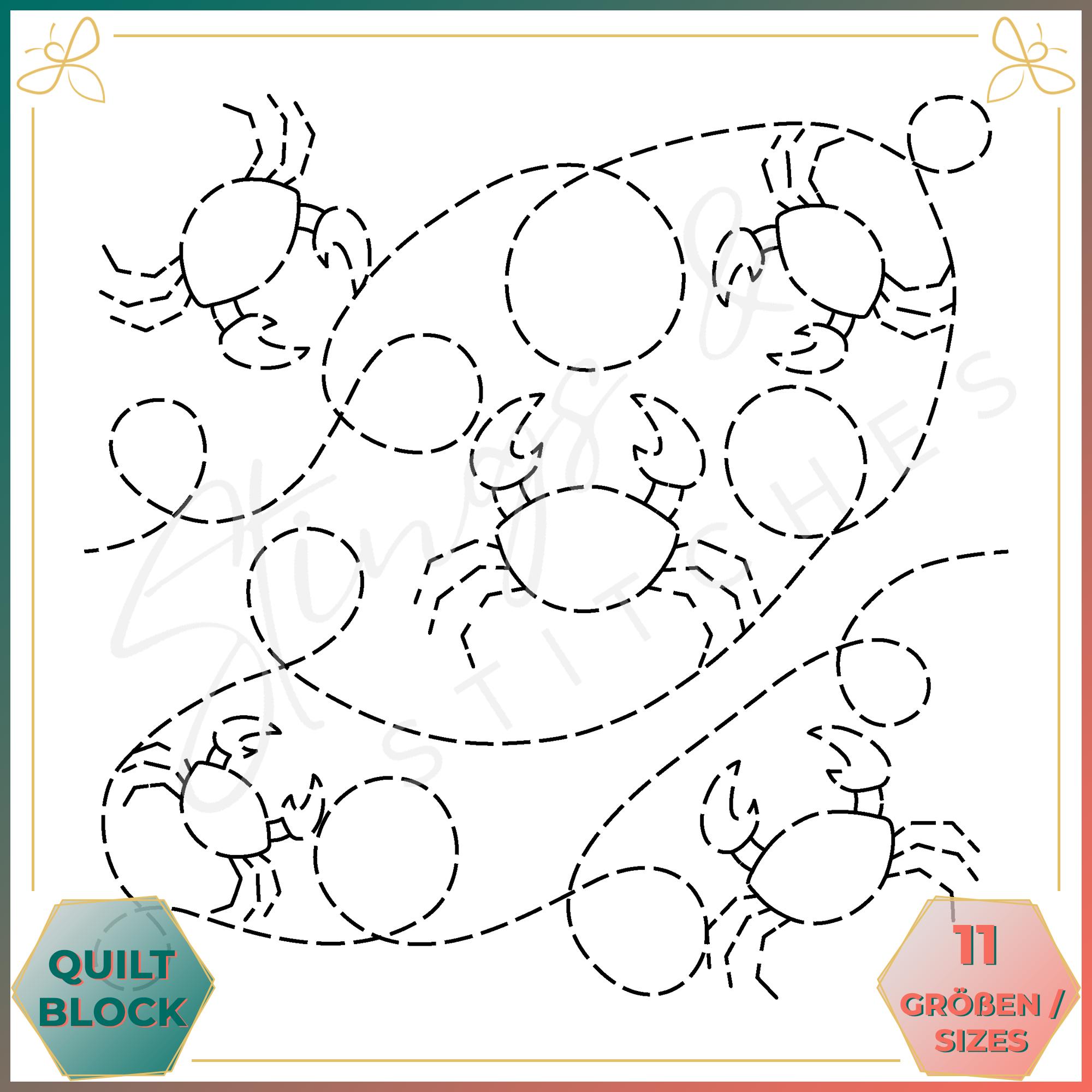 Crab - Quilt Pattern - Embroidery Pattern (digital) - Edge to Edge ...