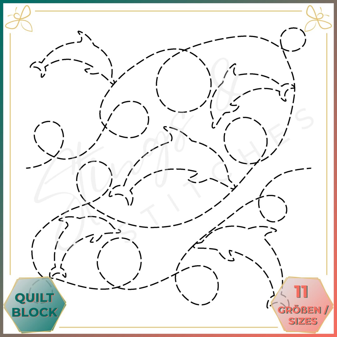 Dolphin - Quilt Pattern - Embroidery Pattern (digital) - Edge to Edge ...