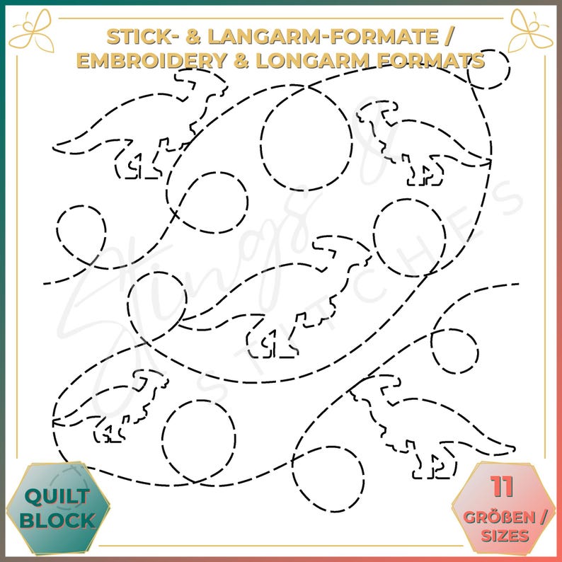 Dinosaurs - Set of Five Quilt Patterns for Longarm and Embroidery ...