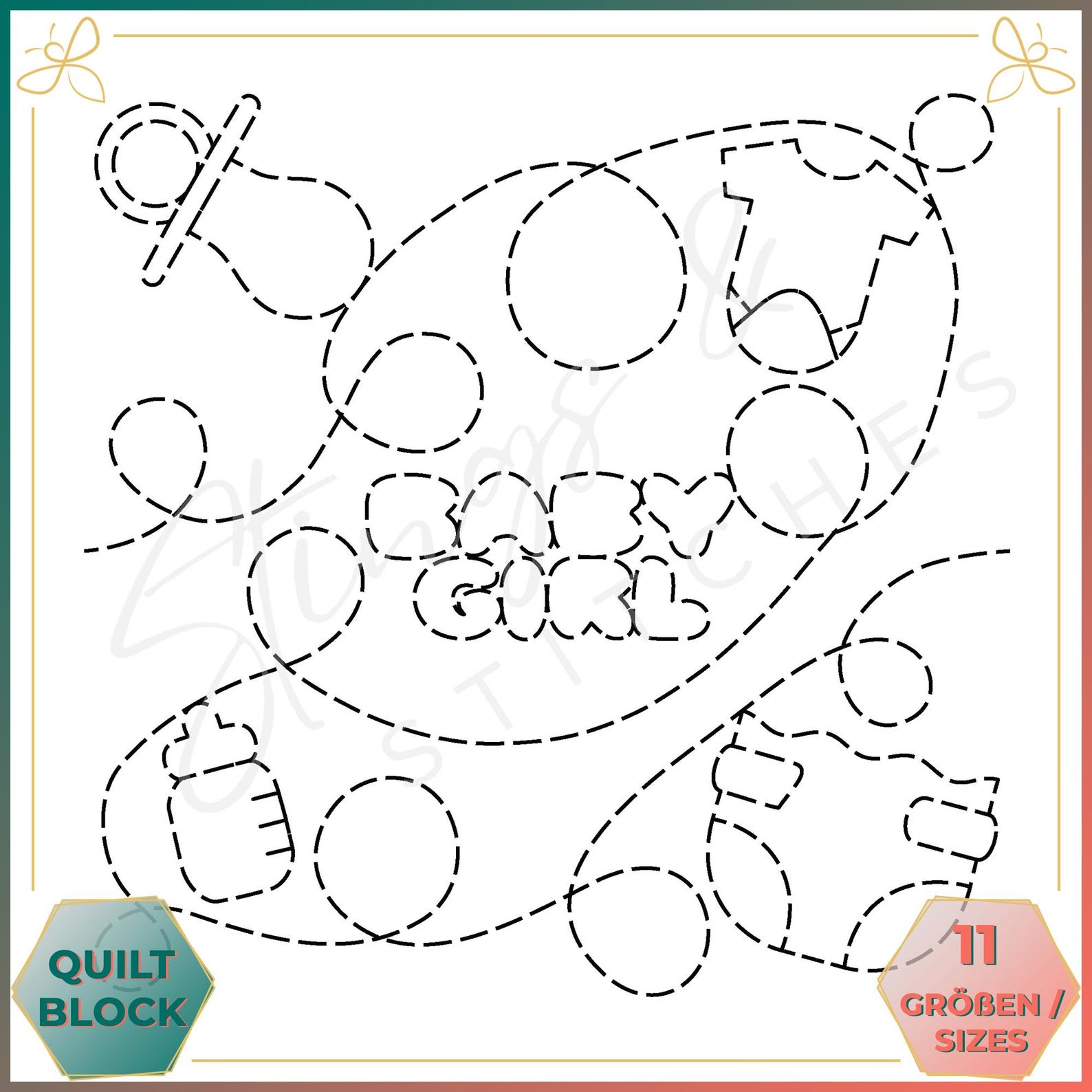 Baby Girl - Quilt Pattern - Embroidery Pattern (digital) - Edge to Edge ...