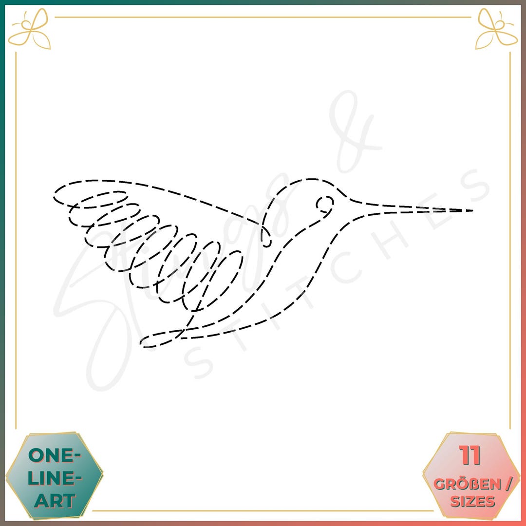 Hummingbird - One Line Art - Digital Embroidery Pattern - Etsy