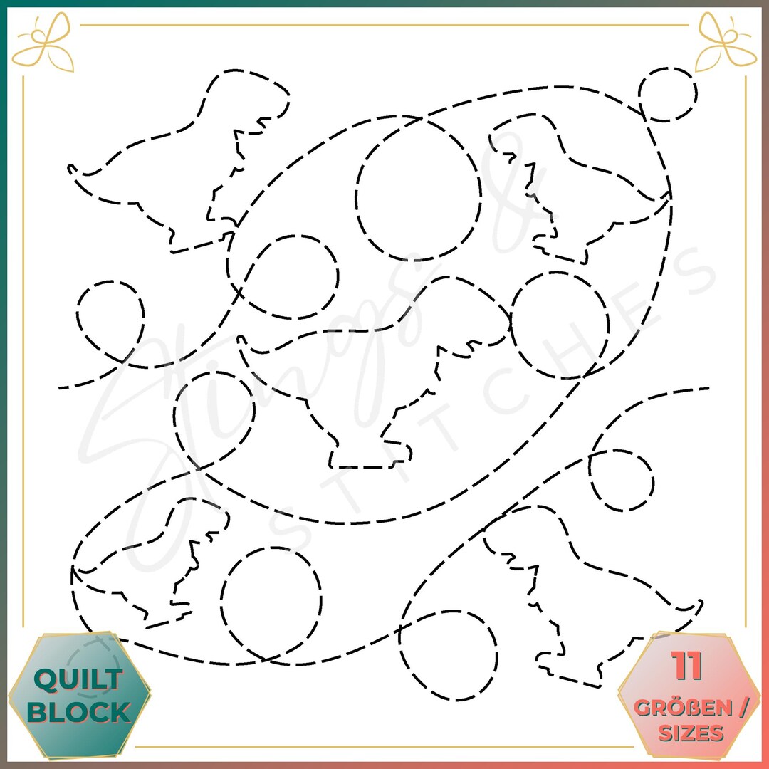 Dinosaur - T-rex - Quilt Pattern - Embroidery Pattern (digital) - Edge ...