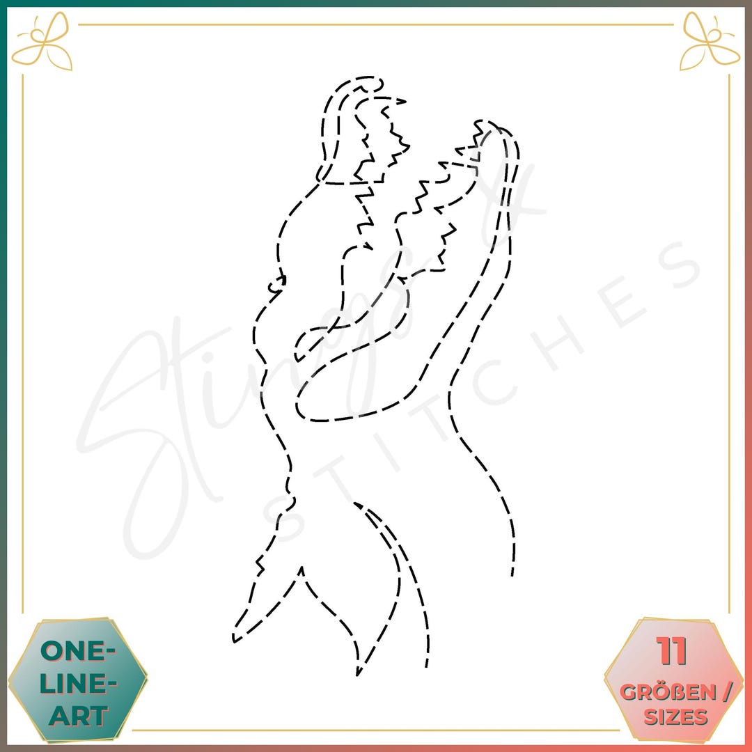 Crocodile - One Line Art - Digital Embroidery Pattern - Etsy