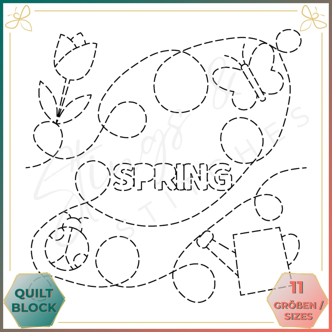 Spring - Quilt Pattern - Embroidery Pattern (digital) - Edge to Edge Quilting - Quilt Pattern ...