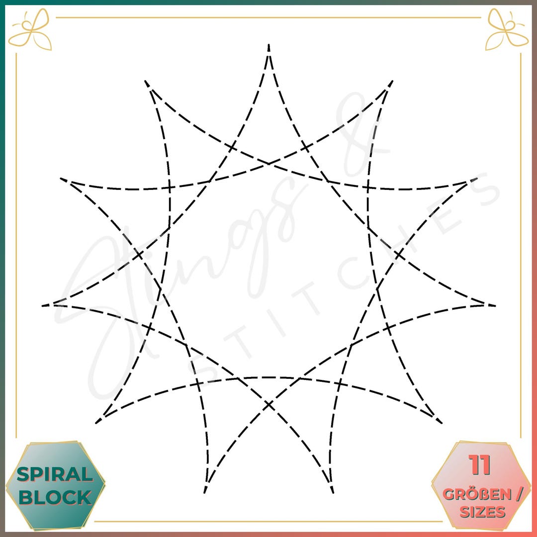 Spiral Pattern Spiral Block Digital Embroidery Pattern Quilt Block ...