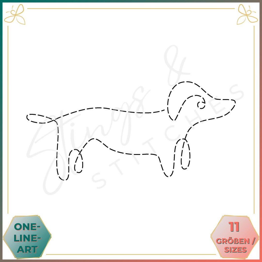Dachshund - One Line Art - Digital Embroidery Pattern - Etsy
