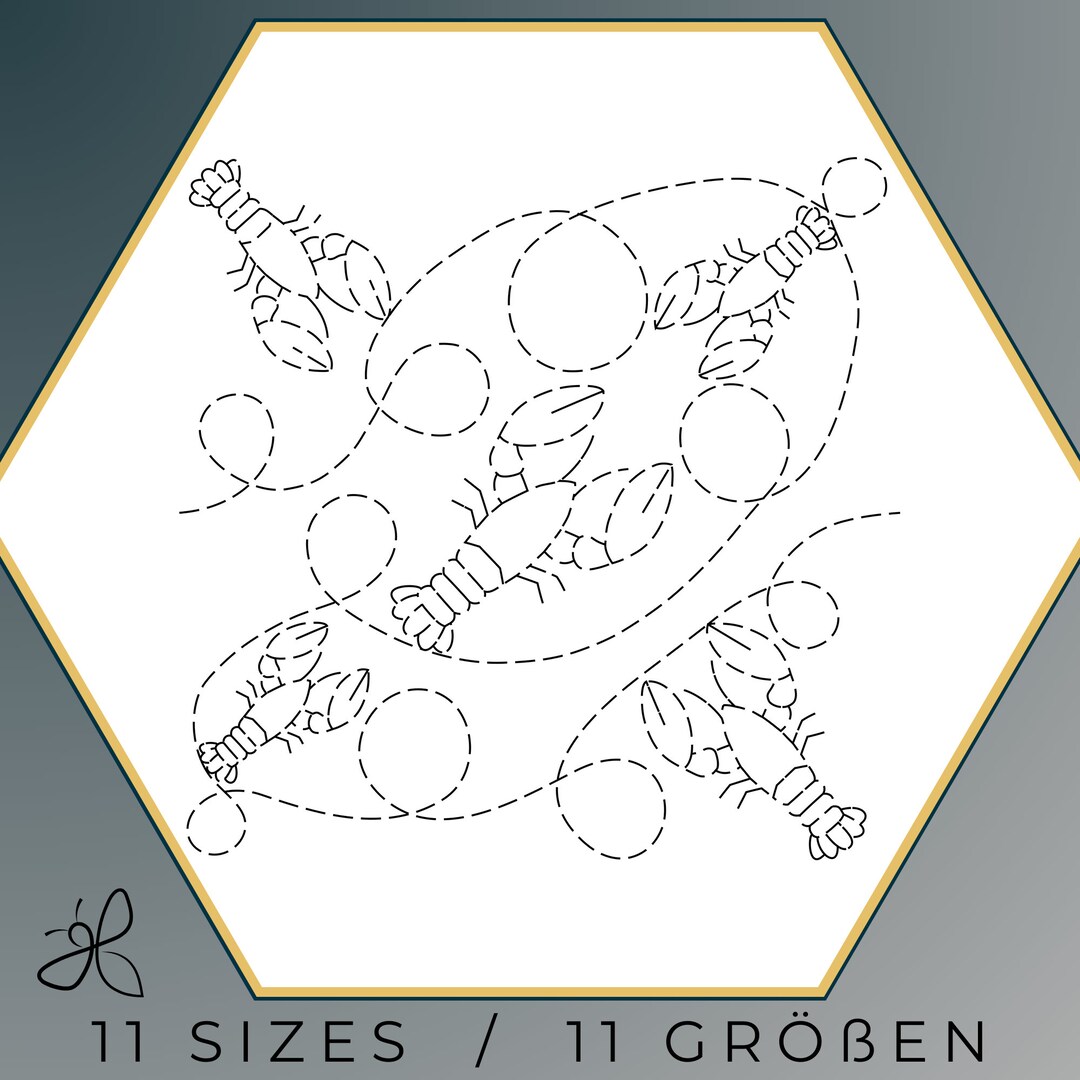 Hummer / Lobster Quiltmuster Stickmuster digital Edge to Edge Quilting ...