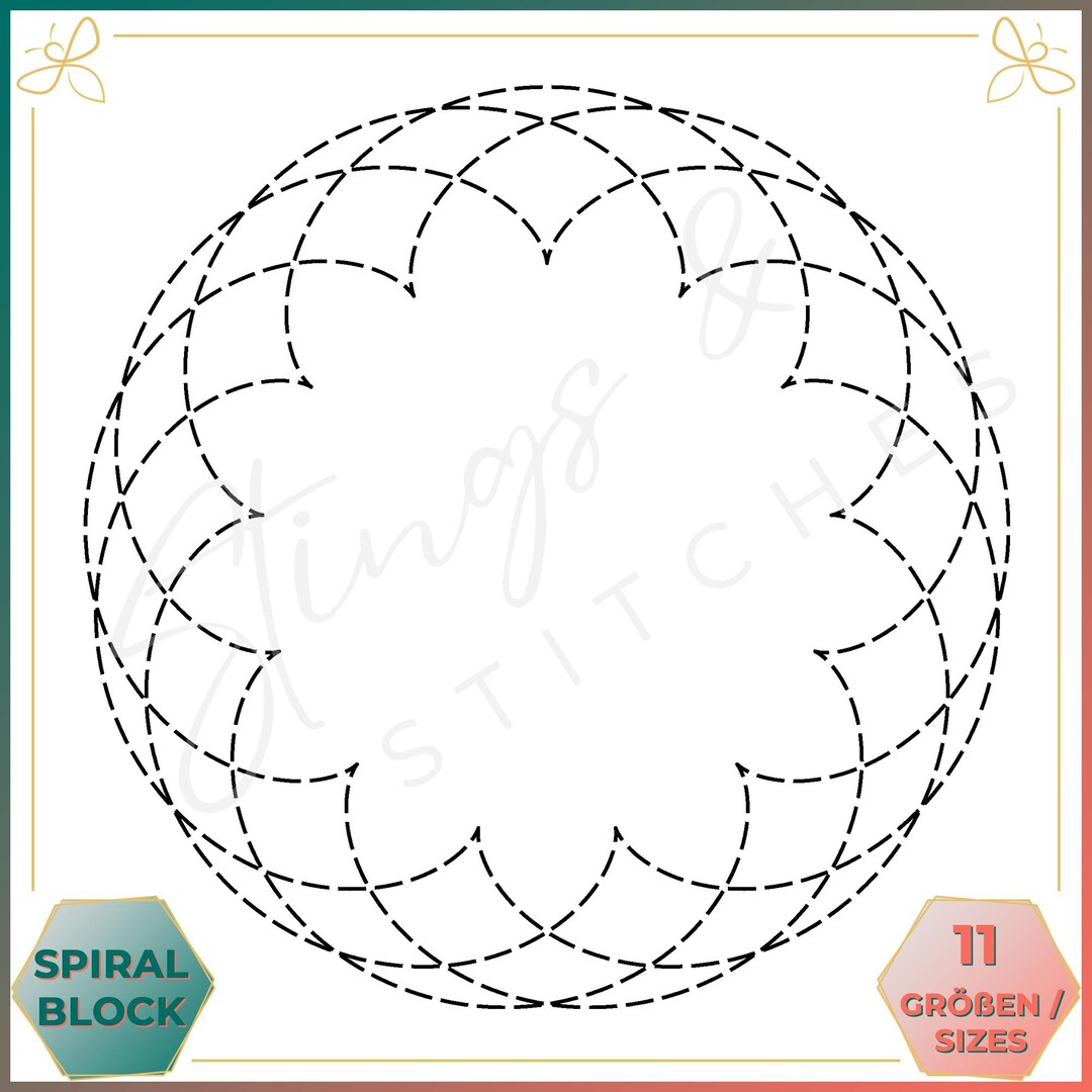 Spiral Pattern Spiral Block Digital Embroidery Pattern Quilt Block ...