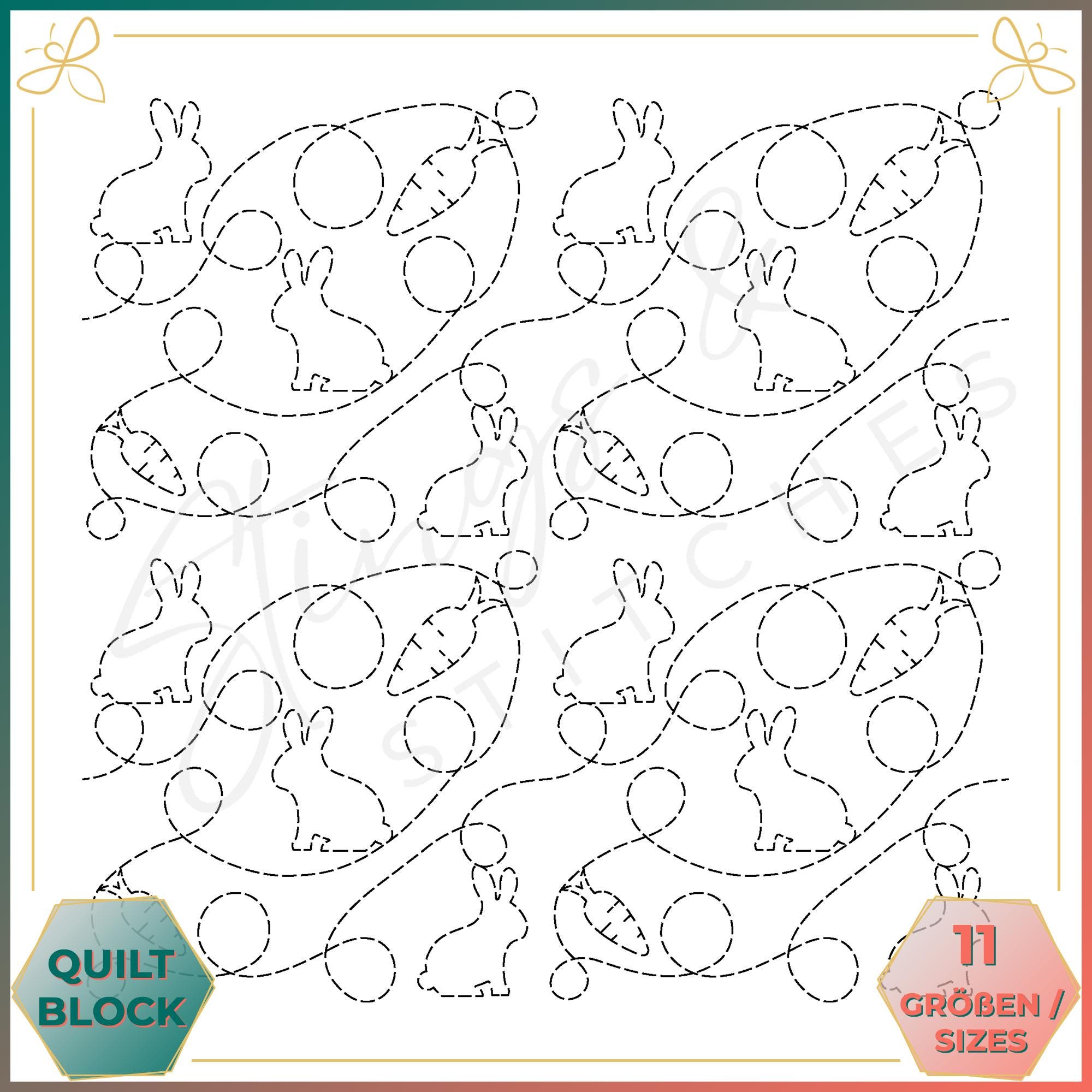 Pet Rabbit - Quilt Pattern - Embroidery Pattern (digital) - Edge to ...