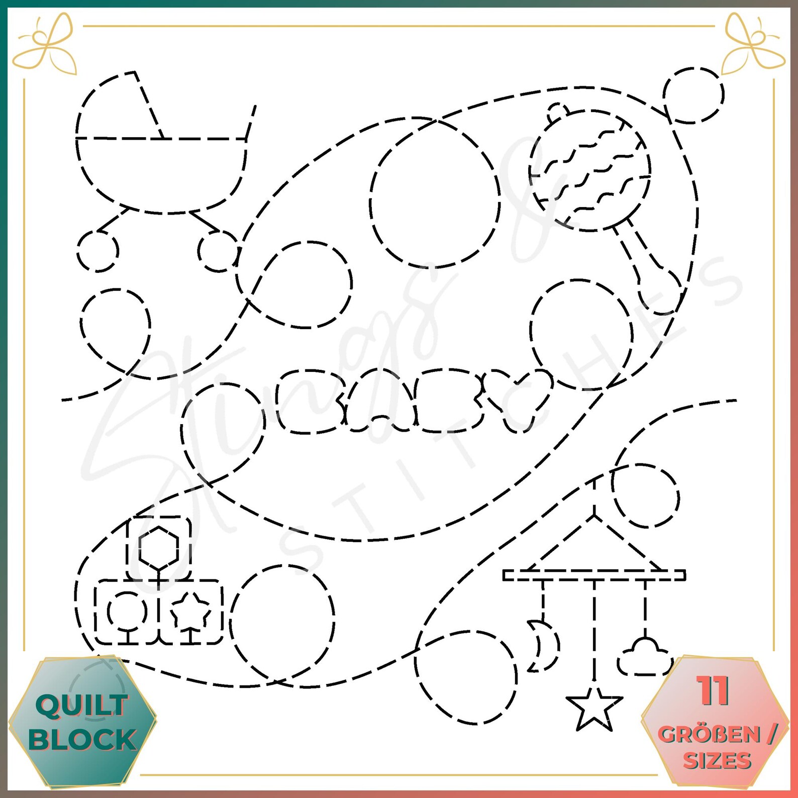 Baby - Quilt Pattern - Embroidery Pattern (digital) - Edge to Edge ...